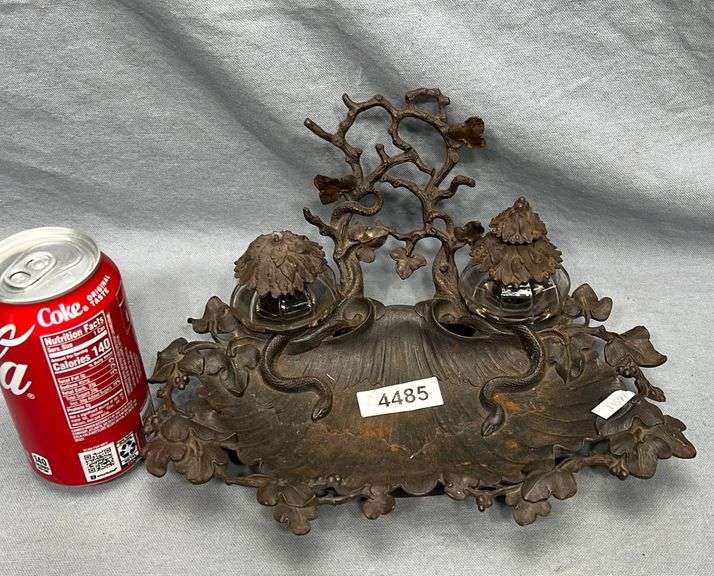Antique E.G. Zimmerman cast iron snake inkstand - Dixon's Auction at ...