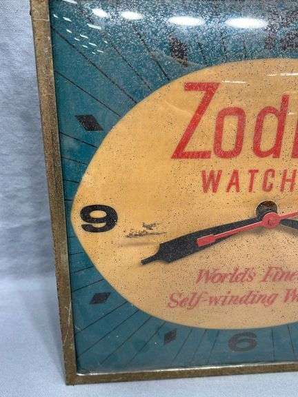 Vintage Zodiac Watches advertising clock - Dixon's Auction at Crumpton