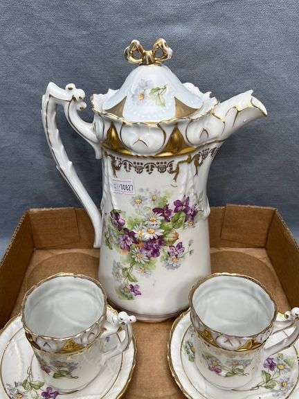 Antique German porcelain chocolate pot set - Dixon's Auction at Crumpton