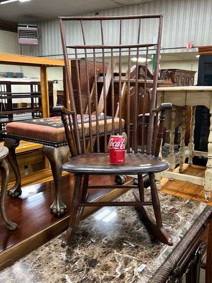 Antique birdcage windsor rocking chair - Dixon's Auction at Crumpton