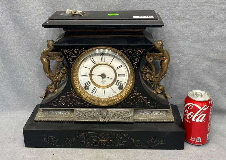 Antique Ansonia cast iron mantle clock - Dixon's Auction at Crumpton