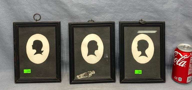 3 cut paper silhouettes - Dixon's Auction at Crumpton