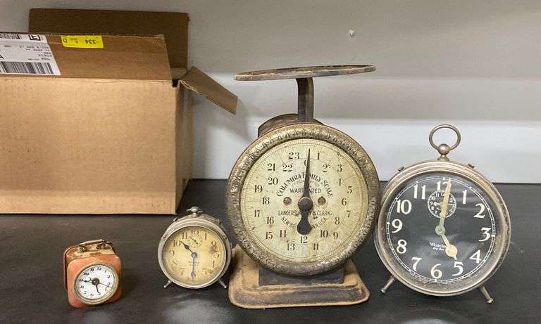 Lot Antique Clocks, Scale - Dixon's Auction at Crumpton