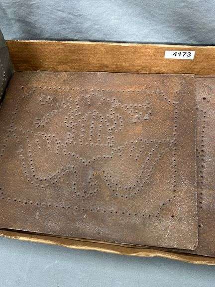 4 Primitive punched eagle tin panels - Dixon's Auction at Crumpton
