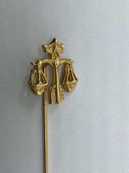 14kt Gold Balanced Scale of Justice Stick Pin 1.3g - Dixon's Auction at ...