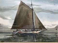 Stephen Bleinberger sloop painting - Dixon's Auction at Crumpton