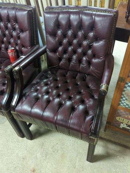 Pair maroon office chairs - Dixon's Auction at Crumpton