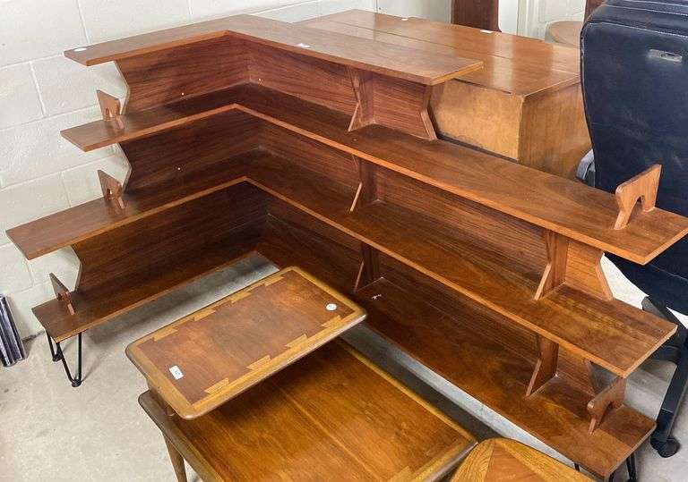 MCM walnut corner bookshelf unit - Dixon's Auction at Crumpton