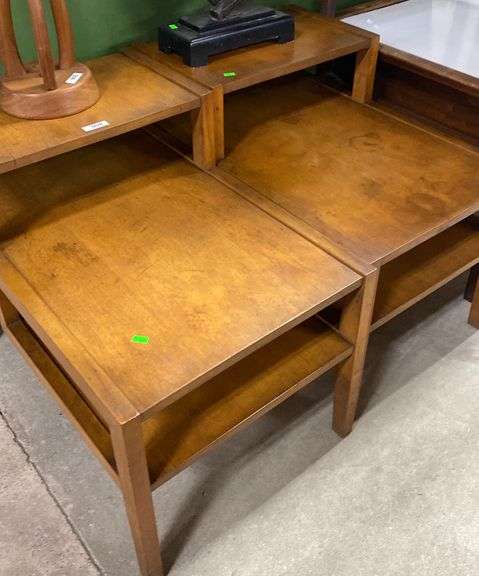 Pair MCM end tables, finish wear - Dixon's Auction at Crumpton