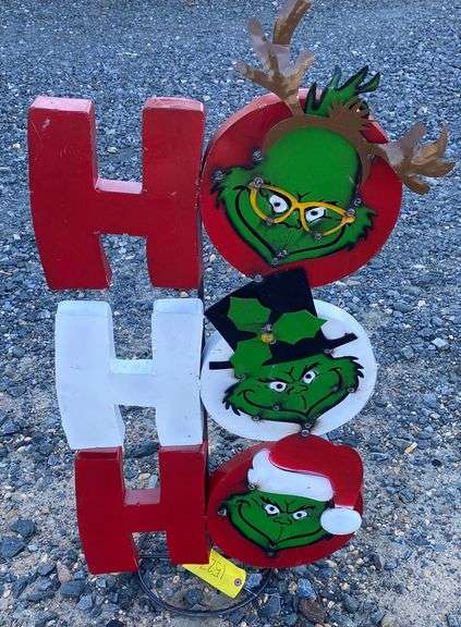 metal grinch ho ho ho garden art sign - Dixon's Auction at Crumpton