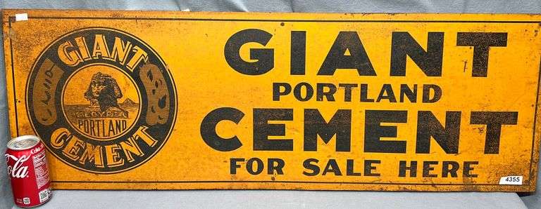 Giant Portland Cement metal advertising sign - Dixon's Auction at Crumpton