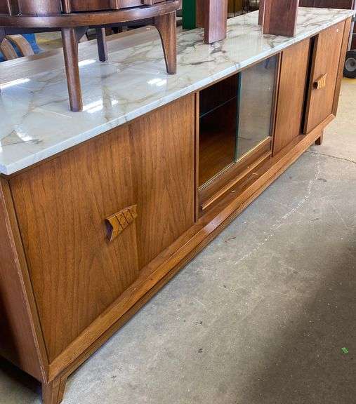 MCM marble-top credenza server, a few minor chips to top - Dixon's ...