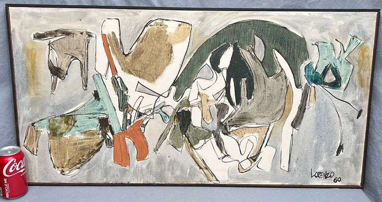 MCM abstract oil painting-signed - Dixon's Auction at Crumpton