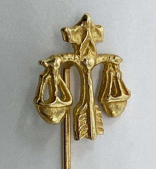 14kt Gold Balanced Scale of Justice Stick Pin 1.3g - Dixon's Auction at ...