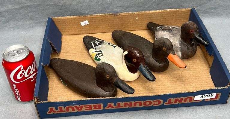 4 Travis Tyler Crisfield miniature duck decoys - Dixon's Auction at ...