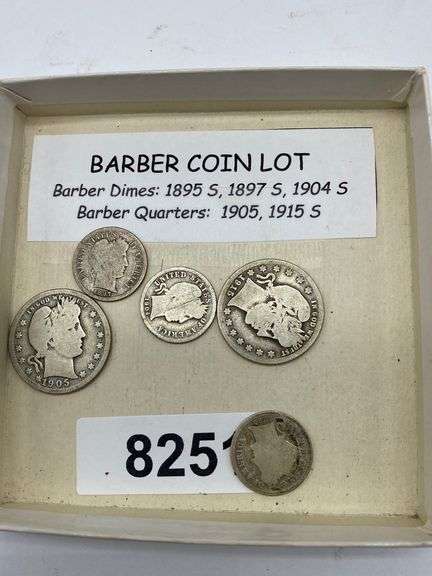 Lot of 5 assorted US silver Barber coins - Dixon's Auction at Crumpton