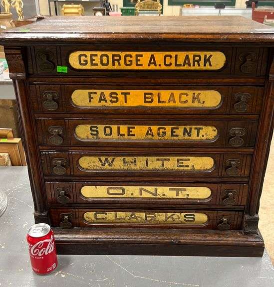 Antique George A. Clark spool cabinet - Dixon's Auction at Crumpton