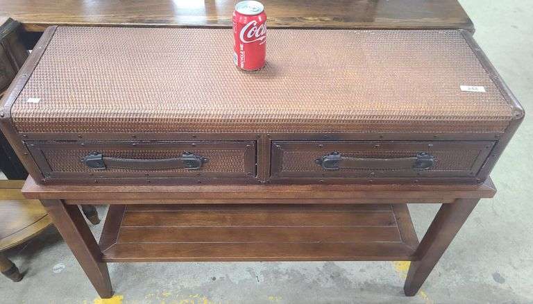 Modern faux luggage console table - Dixon's Auction at Crumpton