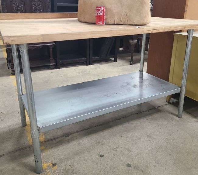 Industrial butcher block top commercial kitchen prep table - Dixon's ...