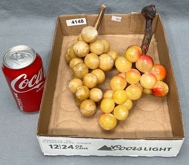 2 carved stone clusters of grapes - Dixon's Auction at Crumpton