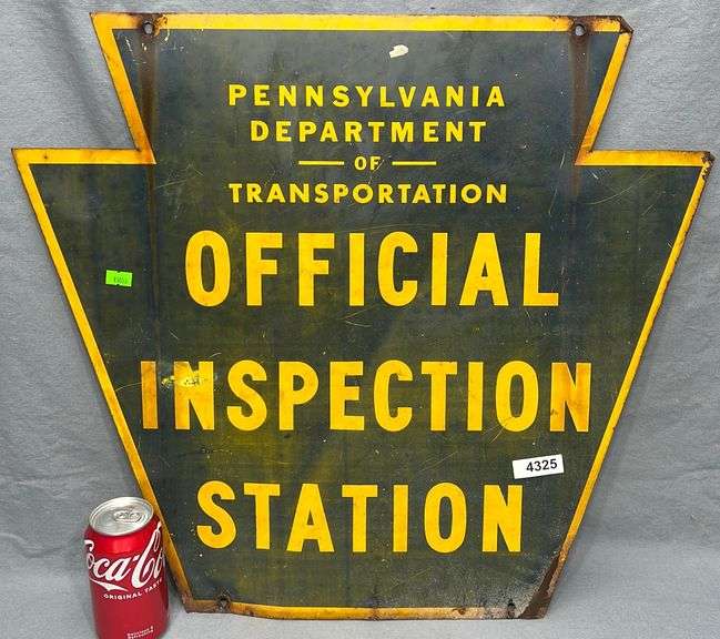 Vintage PA OFFICIAL INSPECTION STATION metal sign - Dixon's Auction at ...