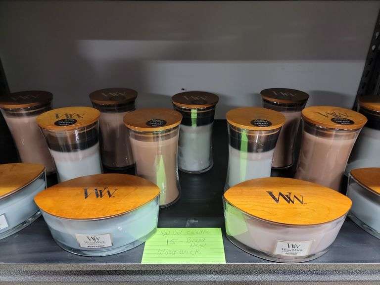 Lot 15 New Wood Wick WW Candles - Dixon's Auction at Crumpton
