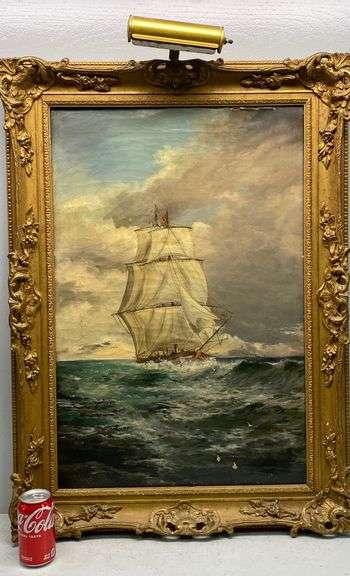 George Henry Jenkins oil on canvas maritime painting, restoration ...
