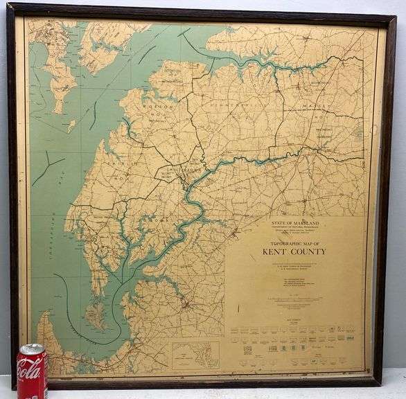 Vintage topographical map of Kent County MD, warping - Dixon's Auction ...