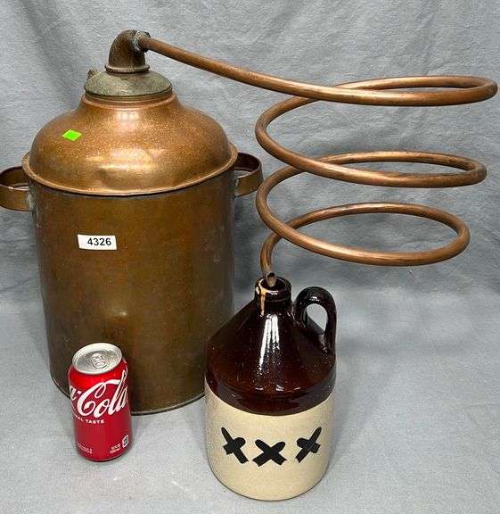 Copper still & stoneware jug model - Dixon's Auction at Crumpton