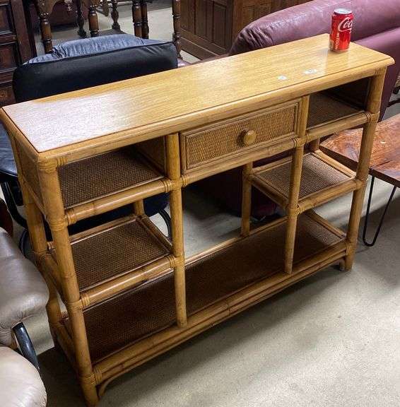 Wicker rattan console - Dixon's Auction at Crumpton
