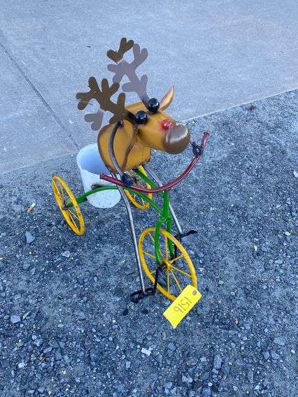 metal reindeer garden planter bike - Dixon's Auction at Crumpton