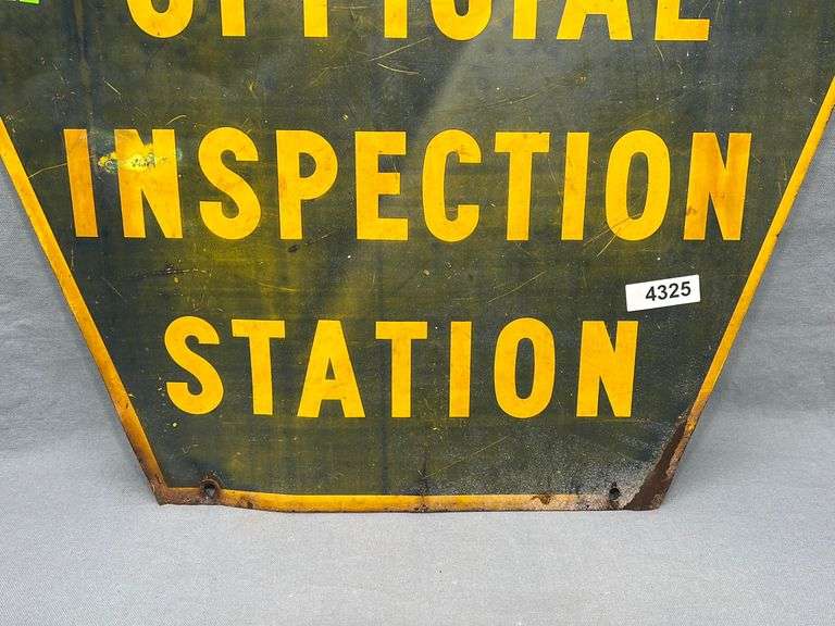 Vintage PA OFFICIAL INSPECTION STATION metal sign - Dixon's Auction at ...