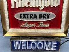 Vintage Rheingold lighted advertising sign - Dixon's Auction at Crumpton