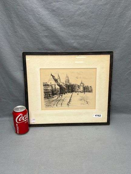 Antique pencil signed print - Dixon's Auction at Crumpton
