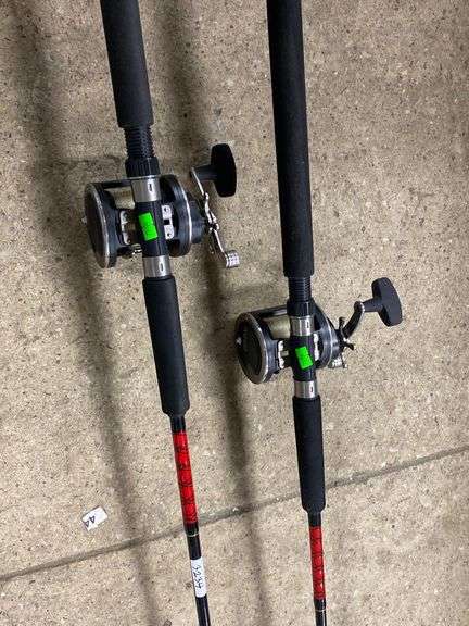 Pair of Shakespeare Sturdy Stik fishing rods BWB125 withPenn 320 GTI ...