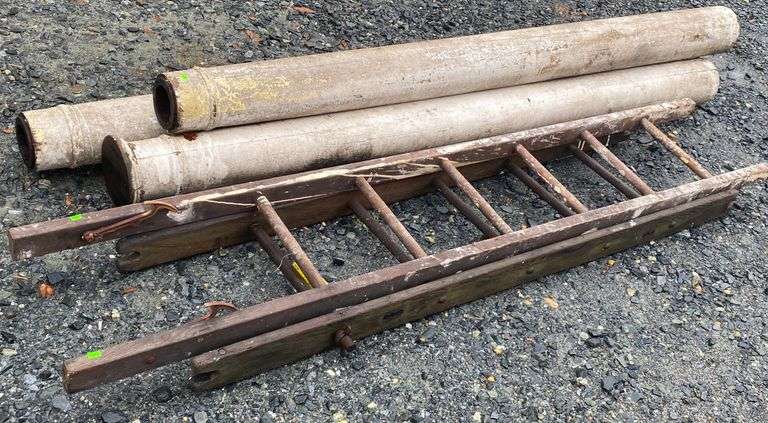 3 arch salvage columns and primitive wooden ladder - Dixon's Auction at ...