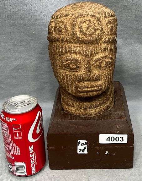 Ethnographic carved stone head with base, splits to base - Dixon's ...