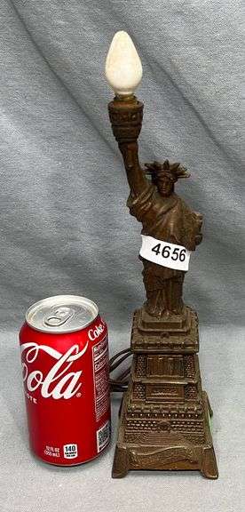 Vintage bronzed spelter Statue of Liberty lamp - Dixon's Auction at ...