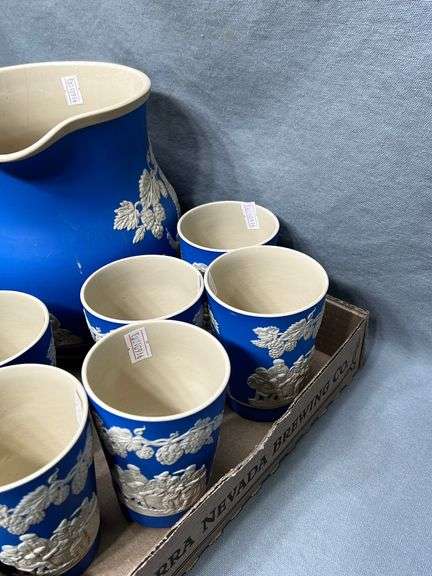 13 piece Antique Copeland Spode jasperware pitcher & cup set - Dixon's ...