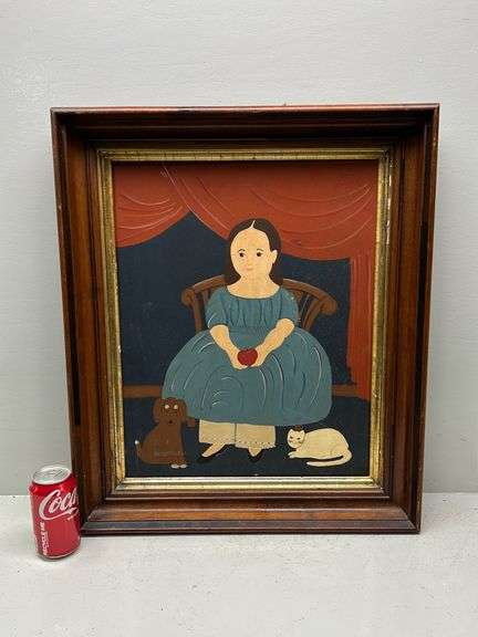 Folk art portrait painting - Dixon's Auction at Crumpton