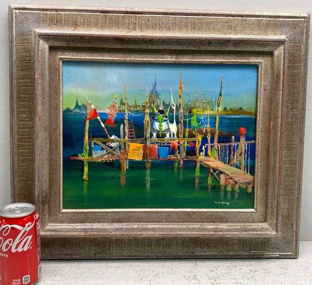 Marcel Genay modernist oil painting - Dixon's Auction at Crumpton