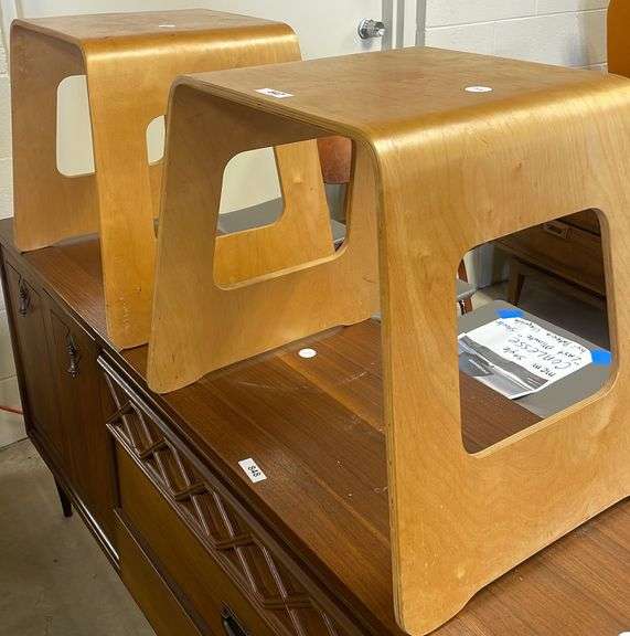 Pair MCM bentwood stools - Dixon's Auction at Crumpton