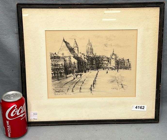 Antique pencil signed print - Dixon's Auction at Crumpton
