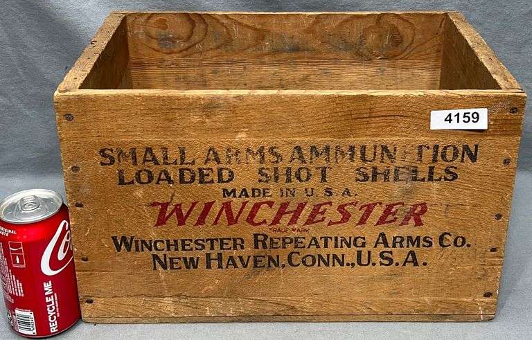 Antique Winchester shotgun shell wooden crate - Dixon's Auction at Crumpton