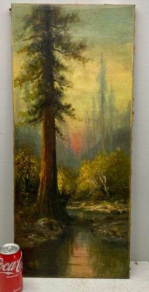 ADM Cooper oil on canvas redwood painting - Dixon's Auction at Crumpton