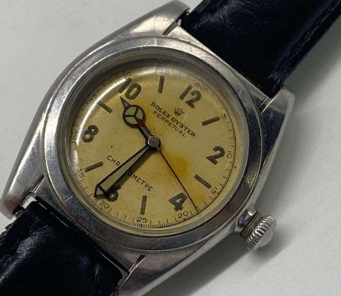 Rolex Oyster Perpetual w/ Mercedes Hands, Military Dial and Bubble Back ...