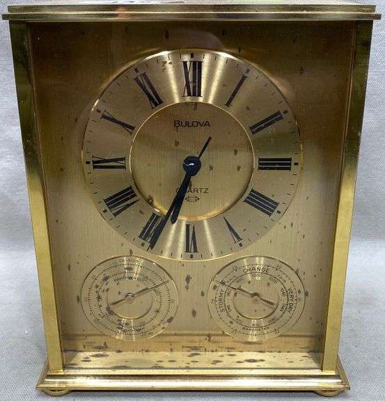 Bulova Quartz German weather station clock - Dixon's Auction at Crumpton