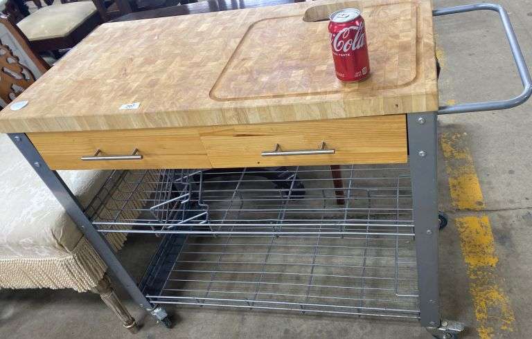 Butcher block kitchen work station - Dixon's Auction at Crumpton