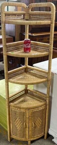 Wicker corner etagere - Dixon's Auction at Crumpton