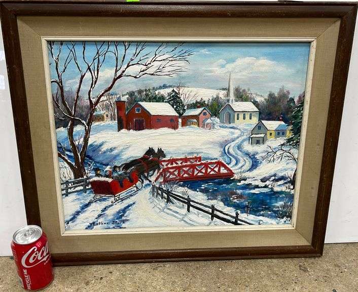 Esther Stark winter scene painting - Dixon's Auction at Crumpton
